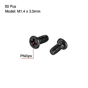 Tool parts M1.4 x 3.5mm Laptop Notebook Computer Screws Head Screw Black 50pcs