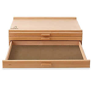 7 Elements 3 Drawer Wooden Artist Storage Supply Box for Pastels, Pencils, Pens, Markers, Brushes and Tools