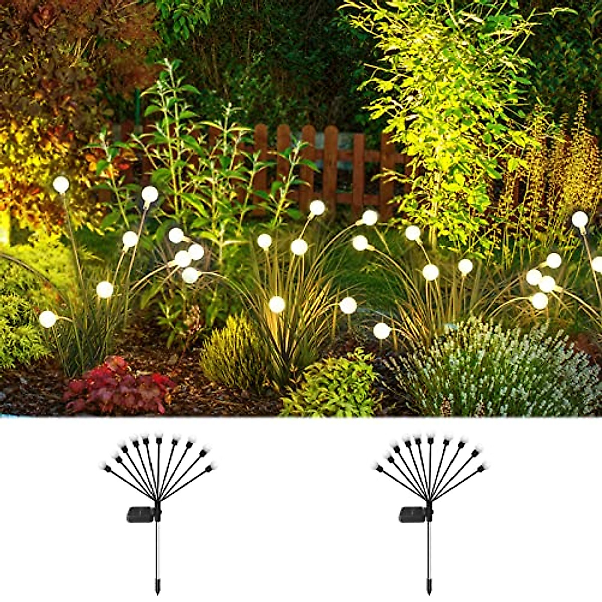 YOULESHU Oleshu Solar Firefly Light, Garden Lawn Firefly Light, Outdoor Waterproof Solar Light, Wind Swaying Light, Solar Garden Light, Patio, Path, Lawn Decoration (2 Pack Warm Light)
