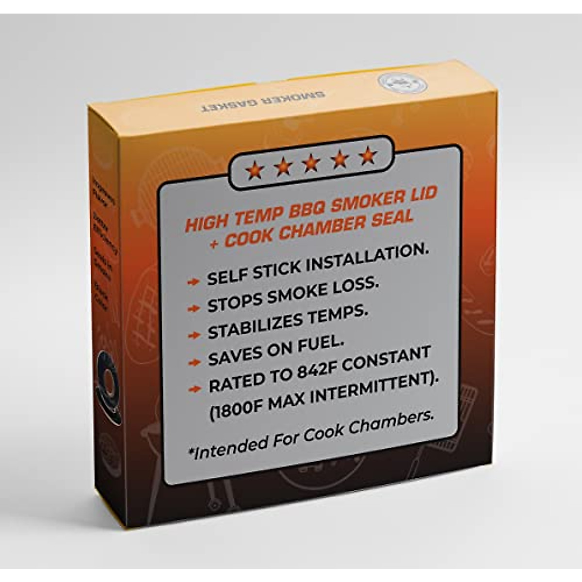 Total Control 1/8 x 5/8 BBQ Smoker Gasket Grill lid Door Seal, Saves Charcoal - Self Adhesive (5/8 x 1/8 x 10 Ft Self Stick)