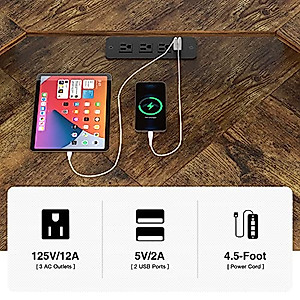 Mr IRONSTONE L Shaped Desk with Power Outlet 50" Computer Desk with Large Monitor Stand, Corner Desk Home Office Workstation Desks, Modern Simple Style Writing Table Desk