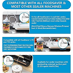 Jar Vacuum Sealer Accessories for Foodsaver Vacuum Sealer Food Storage and Compatible with Most Household Vacuum Machines Attachment for Mason Regular and Wide Mouth Jars
