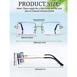10 Pairs Rimless Sunglasses Rectangle 90s Retro Sunglasses Trendy Y2k Sunglasses Frameless Square Glasses Eyewear for Men Women (Romantic Color)