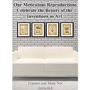 Original Thomas Edison Patent Prints - Set of Four Photos (8x10) Unframed - Makes a Great Home or Office Decor and Gift Under $20 for Inventors