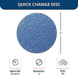 Benchmark Abrasives 2" Quick Change Zirconia Sanding Discs with a Male R-Type Backing Surface Finish Grind Polish Burr Rust Paint Removal Use with Die Grinder (25 Pack) - 80 Grit