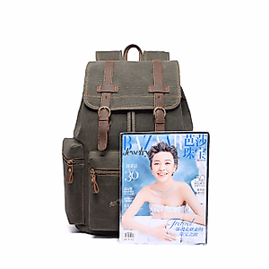 KAUKKO Vintage Casual Canvas and Leather Rucksack Backpack