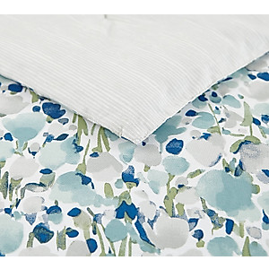 Poppy & Fritz - Queen Duvet Cover Set, Reversible Cotton Bedding with Maching Shams & Zipper Closure, All Season Home Decor (Olivia Blue, Queen)