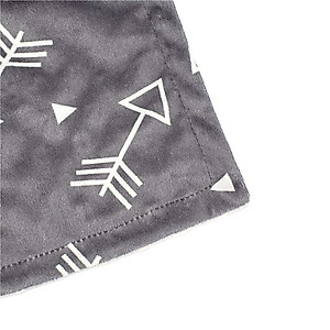 BORITAR Baby Blanket for Unisex 2 Pack Super Soft Minky with Double Layer Dotted Backing, Little Grey Arrows Printed 30 x 40 Inch, Receiving Blankets