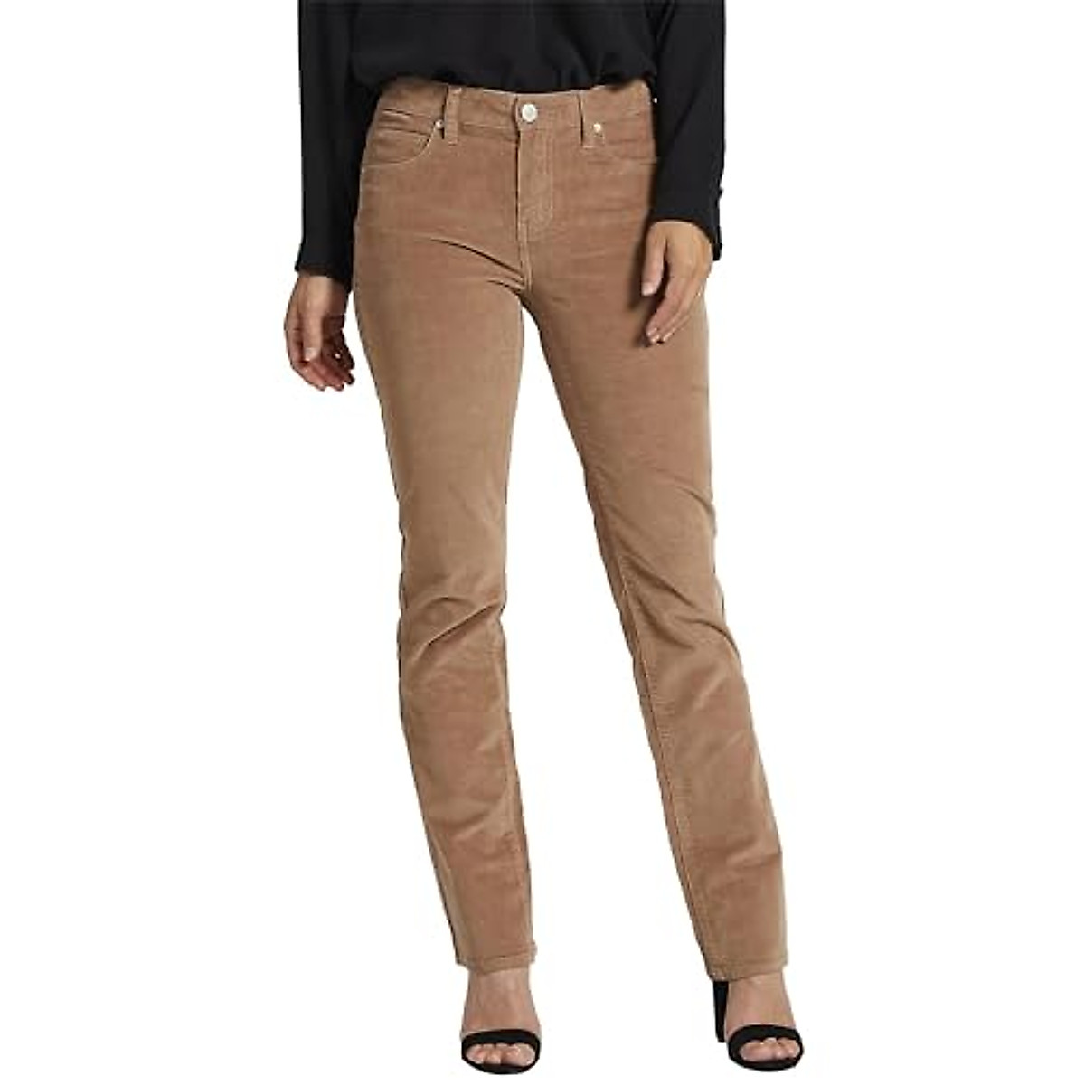 JAG Jeans Women's Ruby Mid Rise Straight Leg Pants, Beige, 14