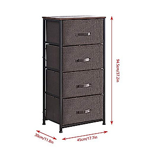 4HOMART Drawer Dresser Closet Vertical Storage Tower Cabinet Closet Shelves Fabric Dresser Organizer Unit with Sturdy Steel Frame Wood Top for Bedroom Hallway Entryway