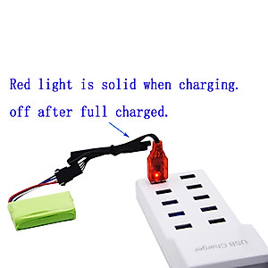 Blomiky 2 Pack 7.4V 2S 600mAh Li-ion Rechargerable Battery with SM-4P Plug and Charger Cable Compatible with Some Water Ball Blasters and DE85 RC Cars/JF-71A Battery