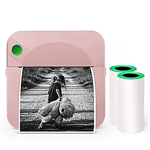 Zeacool Mini Pocket Printer,Portable Thermal Printer for Label,Text Memo,Receipt,Sticker,Photo Printers,BT Inkless Printing,Kids Gift,Wireless Bluetooth Printer Compatible with iOS and Android（Pink）
