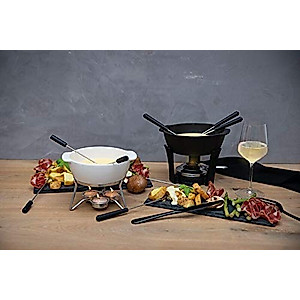 Boska Cheese Fondue Party Set - Black Cast Iron Fondue Pot for Cheese, Meat, and Chocolate - Suitable for Every Stove - Wedding Registry Items for up to 4 Persons