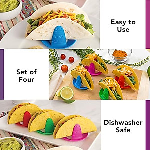 Talisman Designs Sombrero Taco Holders - Set of 4, Hold & Fill Small or Large Tacos | Crunch & Soft