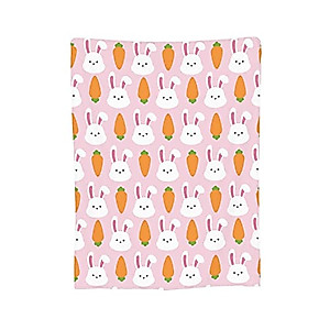 Rabbit and Carrot Throw Blanket Soft Warm Cozy Lightweight Blankets Cute Easter Bunny Flannel Blanket for Sofa Couch Bed Office Holiday Decorative 50"X40"