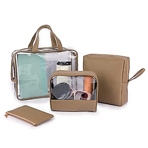 Nestasia Travel Kit for Women, Toiletry Makeup Bag, Travel Cosmetic Bag for Women, set of 4 with a different size, Beige