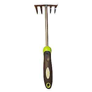 Garden Guru Stainless Steel Hand Rake Cultivator Tiller Tool - Stainless Steel for Ultimate Strength - Rust Resistant - Ergonomic Handle - Great for Gardening Cultivating Loosening Weeding Mulching