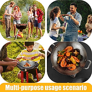 SHITOOMFE Mini Wok Stainless Steel Wok, 9 inch Dual-Handled Mini Wok, Nonstick Round Bottom Wok, Thick Induction Wok for Stir-Fry, Soups and Pastas