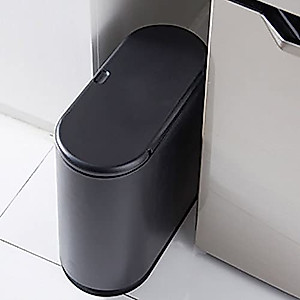 PRTTY 10 Liter Black Kitchen Trash Can,2.4 Gallon Bathroom Trash Cans with Press Type Lid,Rectangular Plastic Trash Can Garbage Bin Wastebasket for Living Room,Kitchen,Office,Craft Room.