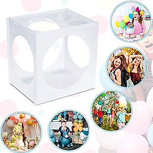 11 Holes Collapsible Plastic Balloon Sizer Cube Box Balloon Measurement Tool for for Birthday Wedding Party Balloon Decorations, 2-10 Inch (1 Piece)