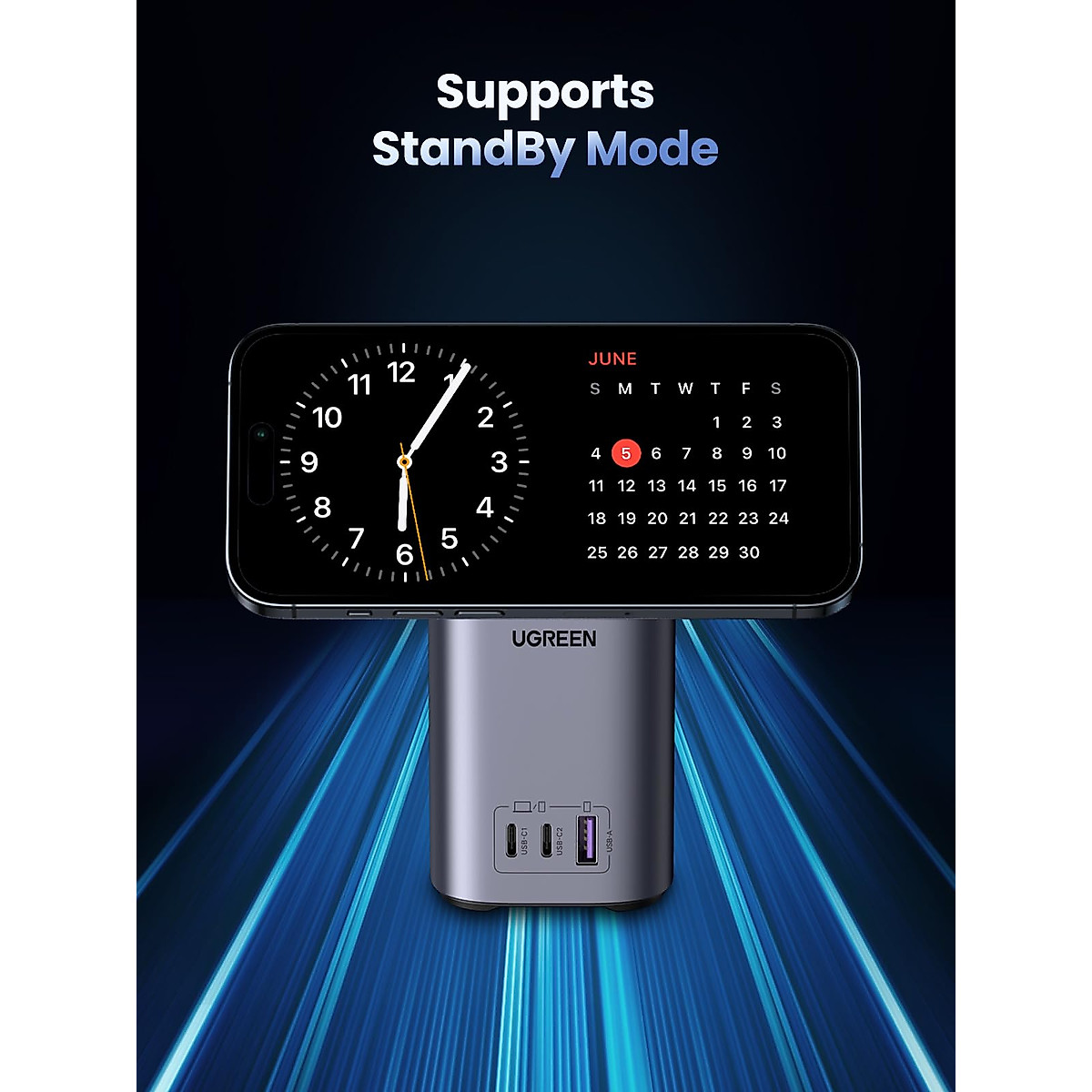 UGREEN MagSafe Charger Stand, Nexode 100W USB C Charger 4 in 1 with 15W MagSafe Wireless Fast Charging Station for iPhone 15 Pro Max/14/13/12, AirPods Pro, MacBook Pro, Galaxy S24