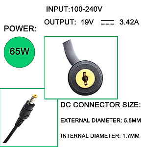 AC Power Supply Cord for Acer LCD Monitor G246HL G237HL G276HL H236HL S230HL S202HL S231HL S232HL H276HL G236HL G206HL S240HL S220HQL H277H S271HL G247HL H226HQL G226HQL S241HL G206HQL Adapter