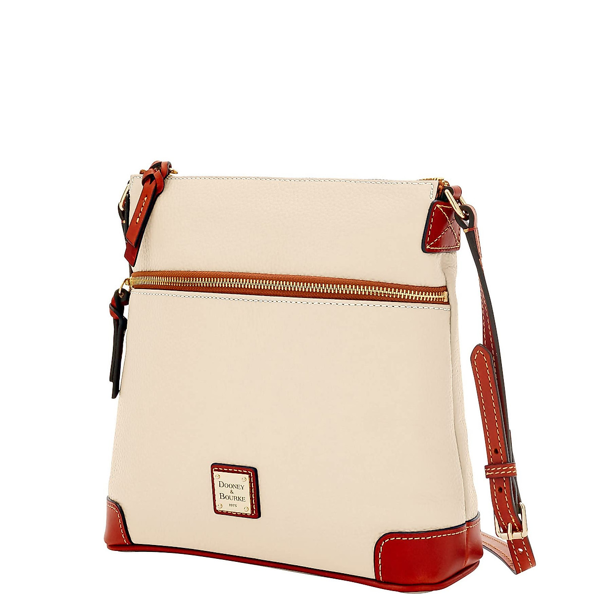 Dooney & Bourke Women's Crossbody in Pebble Grain Leather, Large Handbag with Adjustable Shoulder Strap, Bone