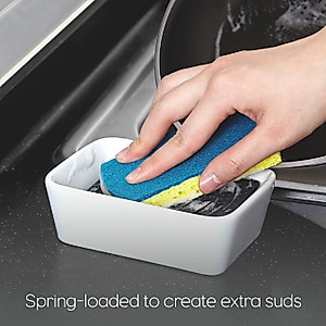 Full Circle Bubble Up Ceramic Soap Dispenser & Scrubber Sponge Set, White