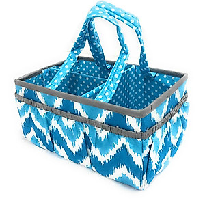 Bacati Mix and Match Nursery Fabric Storage Caddy with Handles, Turquoise