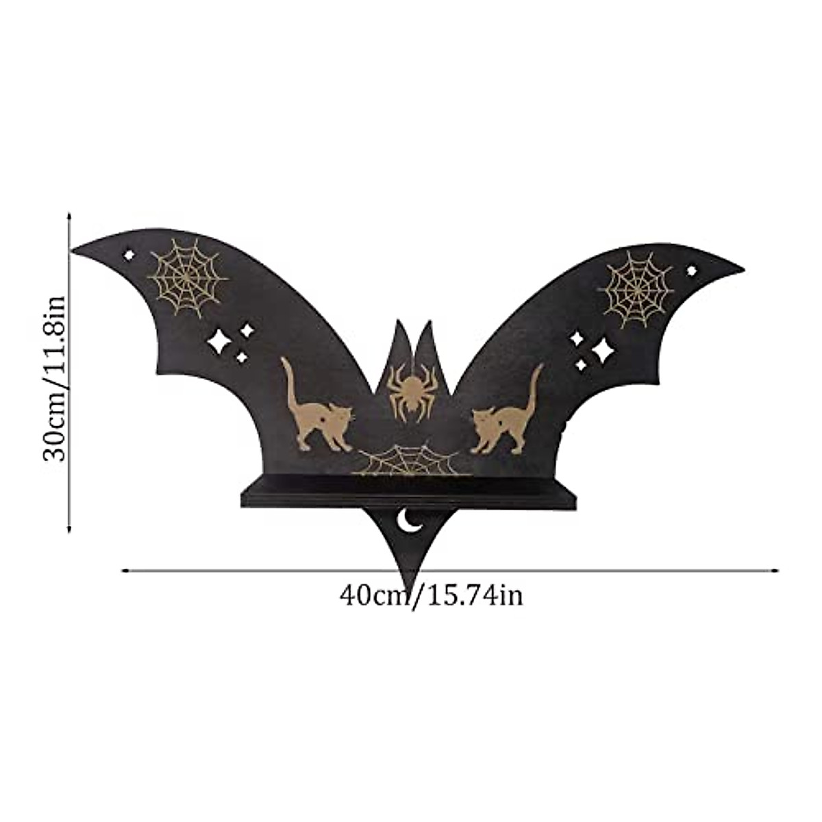 suyam Crystal Display Shelf,Bat Crystal Shelf Wooden Floating Shelf | Wall Hanging Crystal Holder Stand Decor for Crystals Stones Essential Oils Display