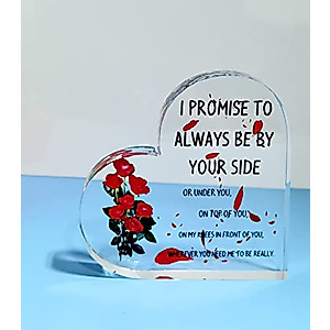 Acrylic Heart Gift for Lover Romantic Plaque Inspirational Quotes Gift for Wedding Birthday Anniversary Table Decoration (love)