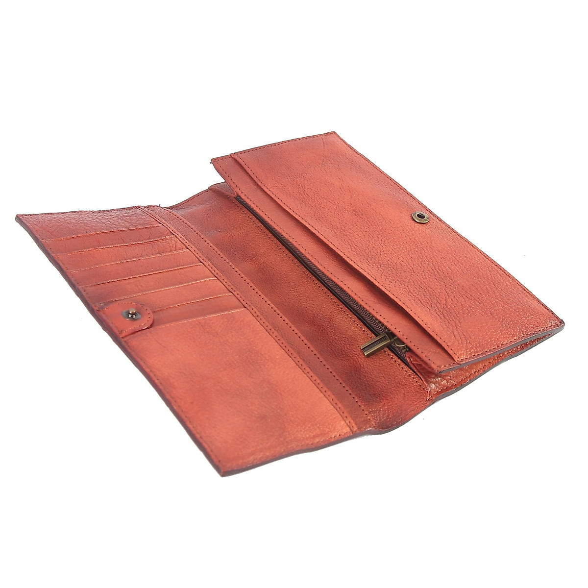 Diophy Genuine Leather Solid Chocolate Style Snap Wallet 8306