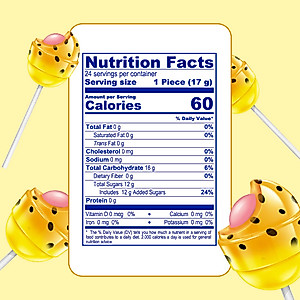 Colombina Bon Bon Bum Lollipops w/Bubble Gum Center, Passion Fruit Flavor, Individually Wrapped, Ideal for Party Favors and Gifts, 1 Pack (24 Count)