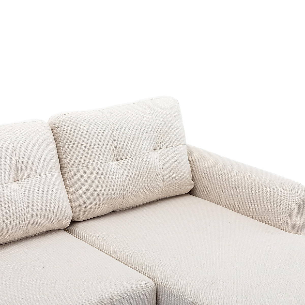 72" L-Shape Convertible Sleeper Sectional Sofa with Pull-Out Bed, 3 Seater Couch with Reversible Storage Chaise and Pocket, Upholstered Reversible Corner Couch for Living Room Apartment Dorm, Beige