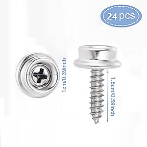 Gttyowyin 24PCS Stainless Steel Screws Marine Grade Boat Canvas Snaps 3/8"Socket with Stainless Steel 5/8"Screw, Snaps for Boat Cover, Snap Screw Stud, Made of high-Quality Materials
