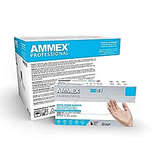 AMMEX Clear Vinyl Medical Gloves, Case of 1000, 3 Mil, Size X-Large, Latex Free, Powder Free, Disposable, Non-Sterile, Food Safe, VPF68100