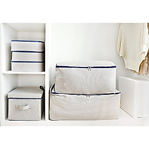 Large Canvas Soft Bedding, Garment Storage Organizer Bag for Wardrobe, Beige