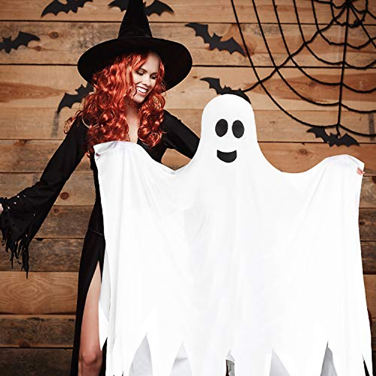 Geyoga Ghost Halloween Costume Tattered Gown Cosplay Role Play Supply Halloween Fancy Dress Costume for Child Over 8 Years Old, 4.27 x 3.94 Feet (Smile Style)