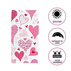 My Little Nest Cute Romantic Pink Hearts Hand Towels Soft Bath Towel Absorbent Kitchen Fingertip Towel Quick Dry Guest Towels for Bathroom Gym Spa Hotel and Bar 30 x 15 Inch