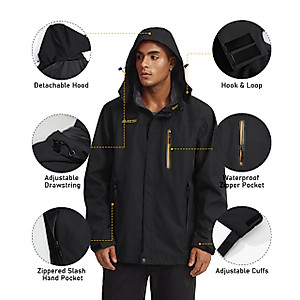 MAGCOMSEN Mens Windbreaker Jackets Rain Jacket Climbing Waterproof Jacket Travel Lightweight Jacket Cycling Jacket Outdoor Coats