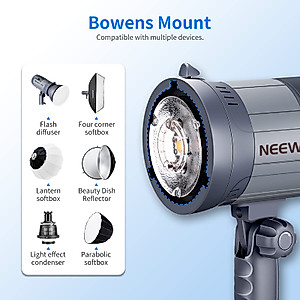 Neewer Vision 4 300W Li-ion Battery Powered Outdoor Studio Flash Strobe (1000 Full Power Flashes with 2.4G System, Trigger Included), Bowens Mount for Video Location Photography