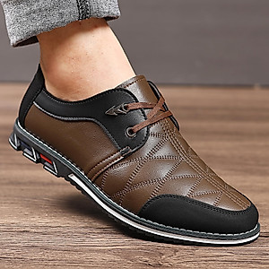 COSIDRAM Mens Casual Shoes Fashion Sneakers Dress Shoes for Men Walking Shoes Business Office Comfort Loafers Brown 10.5