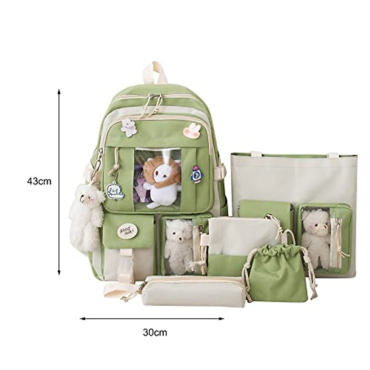 5pcs/set Canvas School Backpacks Women Lovely School Bags for Girl Shoulder Bags