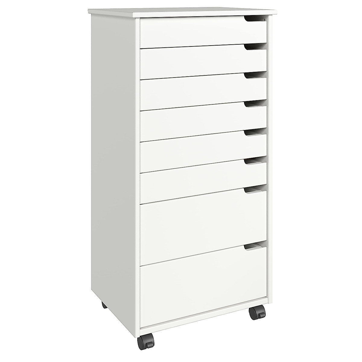 Adeptus Original Euro Roll Cart, Solid Wood, 6+2 Drawer Extra Wide Drawers Roll Carts, White