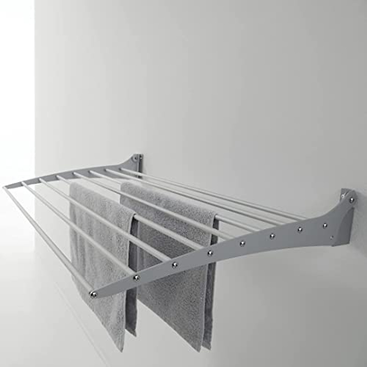 foxydry Fold, Wall-Mounted Clothes Drying Rack, Vertical Folding Indoor Outdoor Clothes line in Aluminium Steel (100 cm)