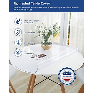 42 Inch Round Clear Plastic Table Protector for Dining Room Table PVC Tablecloth Protective Cover Pad Wood Furniture Vinyl Desk Blotter Mats Table Runner Pad for Kitchen Countertop Coffee Table