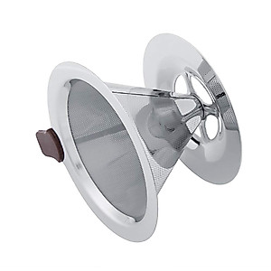 Topyond Stainless Steel Coffee Filter, Reusable Double Layer Brew Dripper, Collapsible and Portable Design with Cup Stand,for Camping and Travel