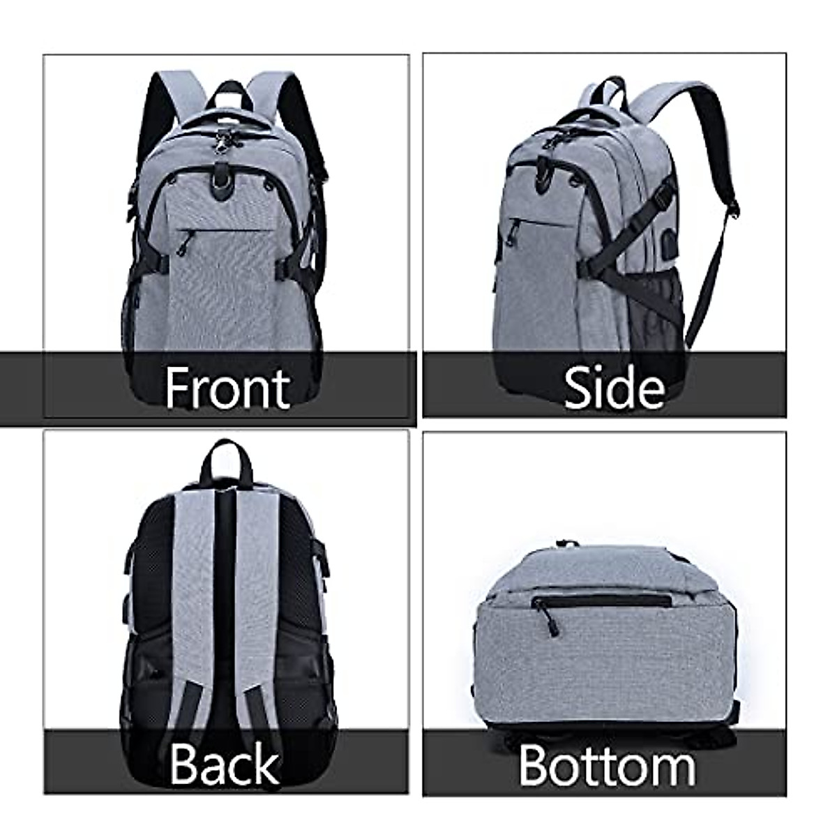Widfre Basketball Backpack with USB Charging Port, Durable Men's Laptop Backpack for Outdoor with Ball Compartment (Gray)