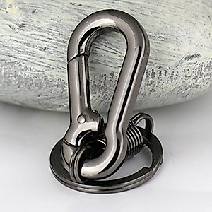 maycom Retro Style Simple Strong Carabiner Shape Keychain Key Chain Ring Keyring Keyfob Key Holder (Black)