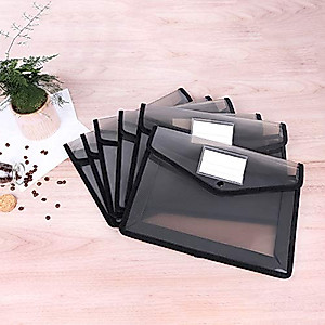 ABC life Plastic File Folder Poly Pockets Envelope Expanding File Wallet A4/Letter Size, 6 Pack Large Document Folder with Button Closure,Waterproof Transparent Accordion File Pouch for School/Office